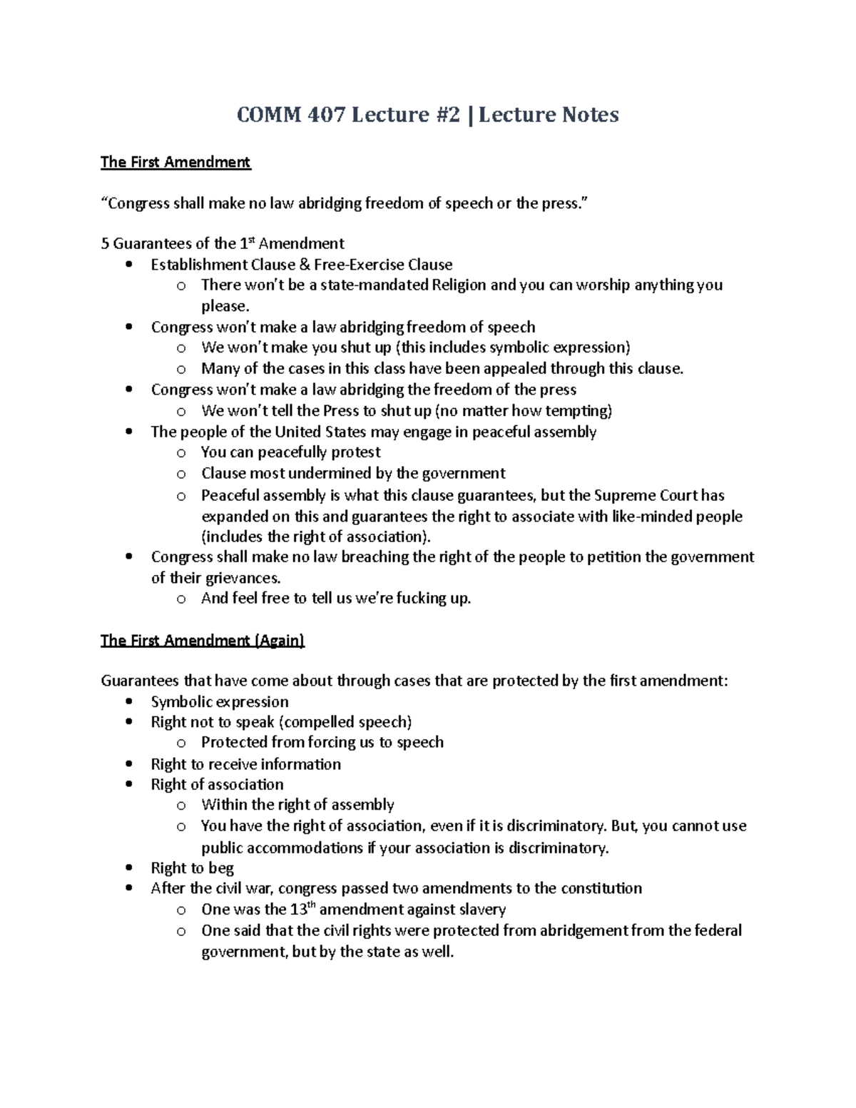 COMM 407 Lecture 2 - COMM 407 Lecture #2 | Lecture Notes The First ...
