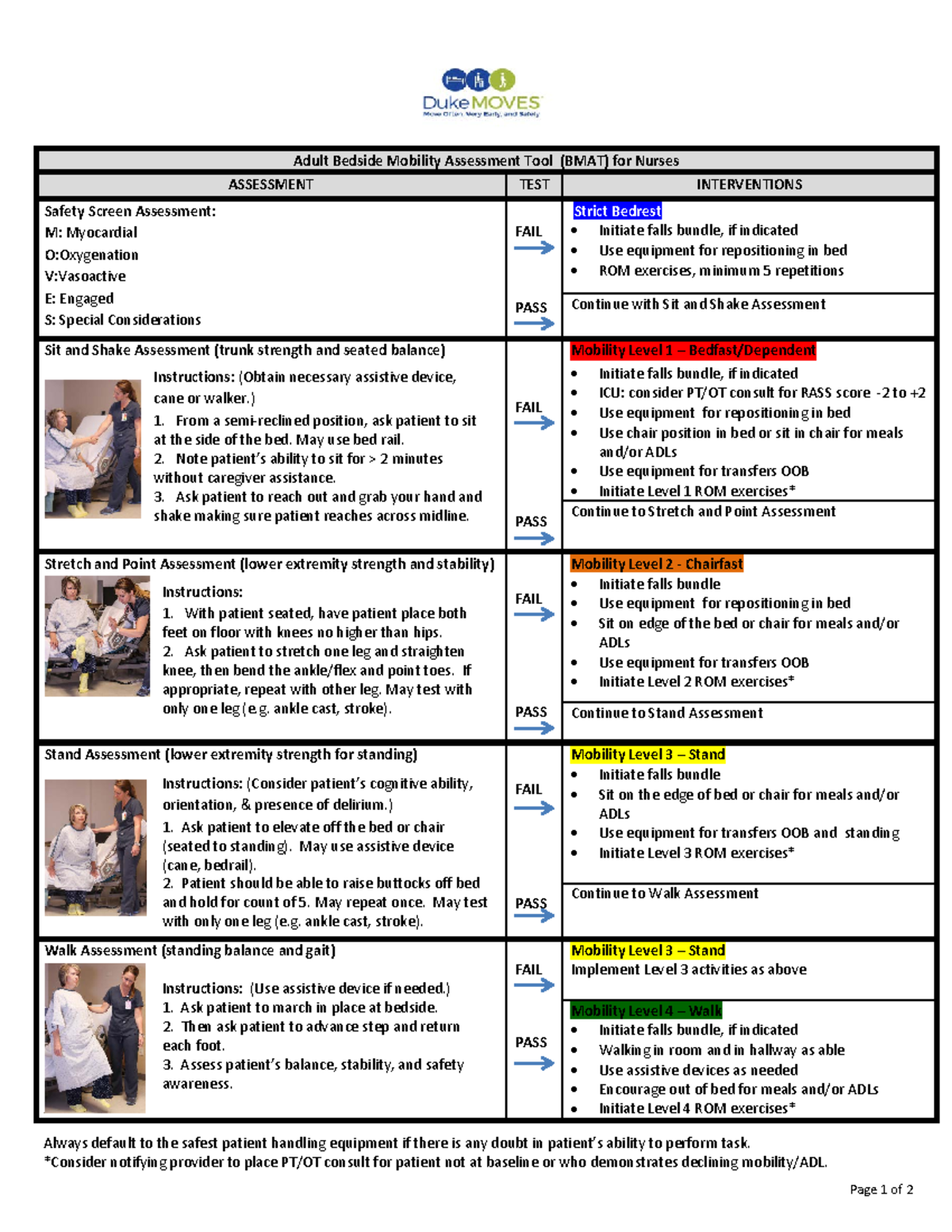 BMAT-Adult - BMAT - Adult Bedside Mobility Assessment Tool (BMAT) for ...