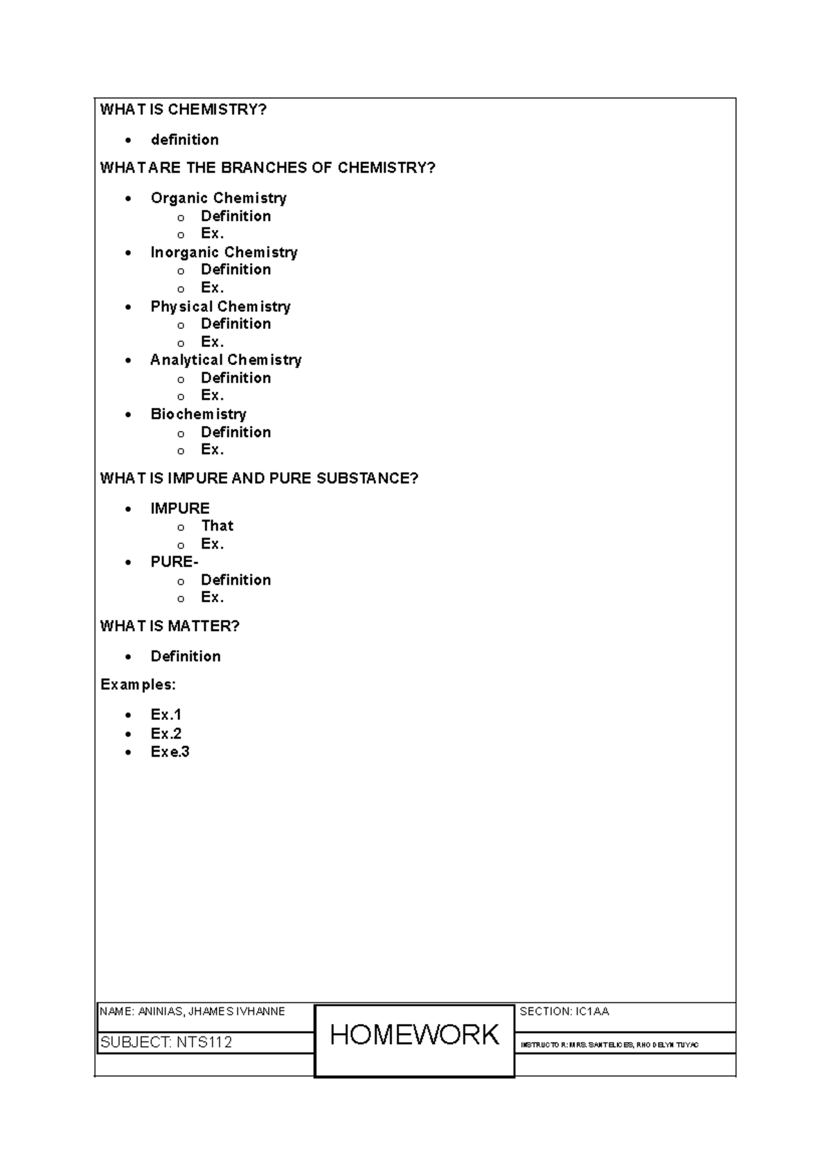 NTS111- Template - dsadasda - WHAT IS CHEMISTRY? definition WHAT ARE ...