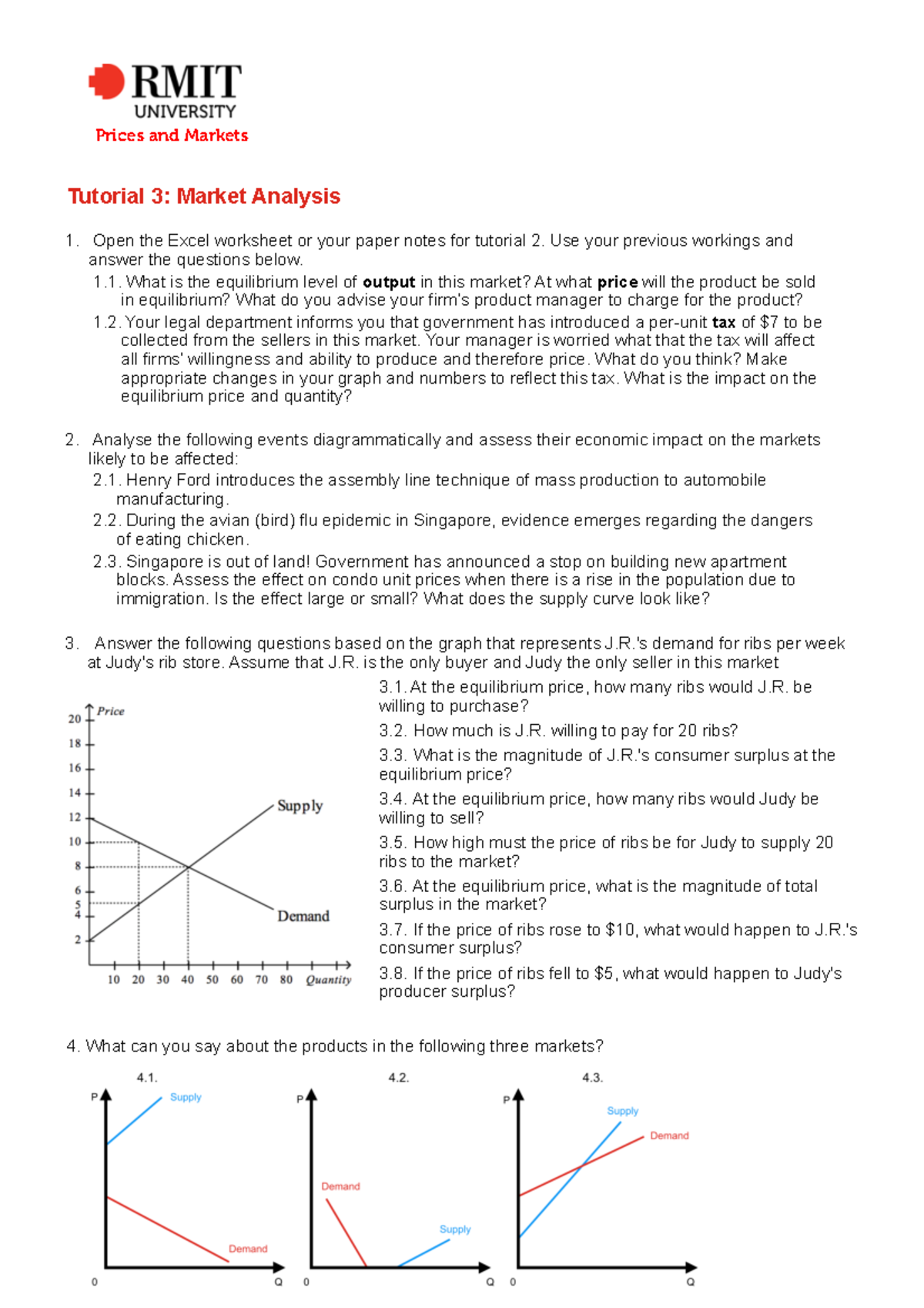 Tutorial 3-1 to help you out - Prices and Markets Tutorial 3: Market ...