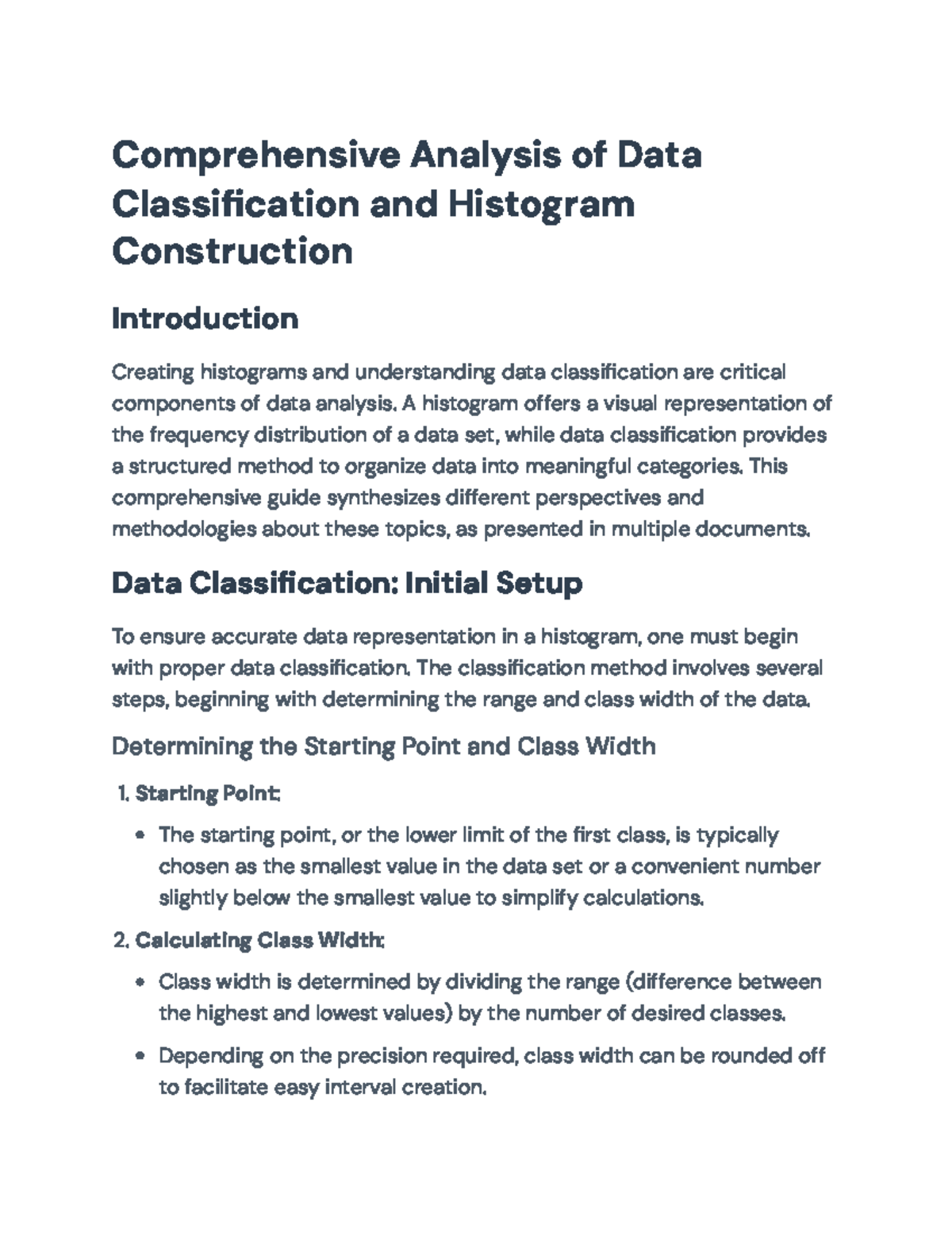 Comprehensive Guide to Data Classification and Histogram Construction - Comprehensive Analysis ...