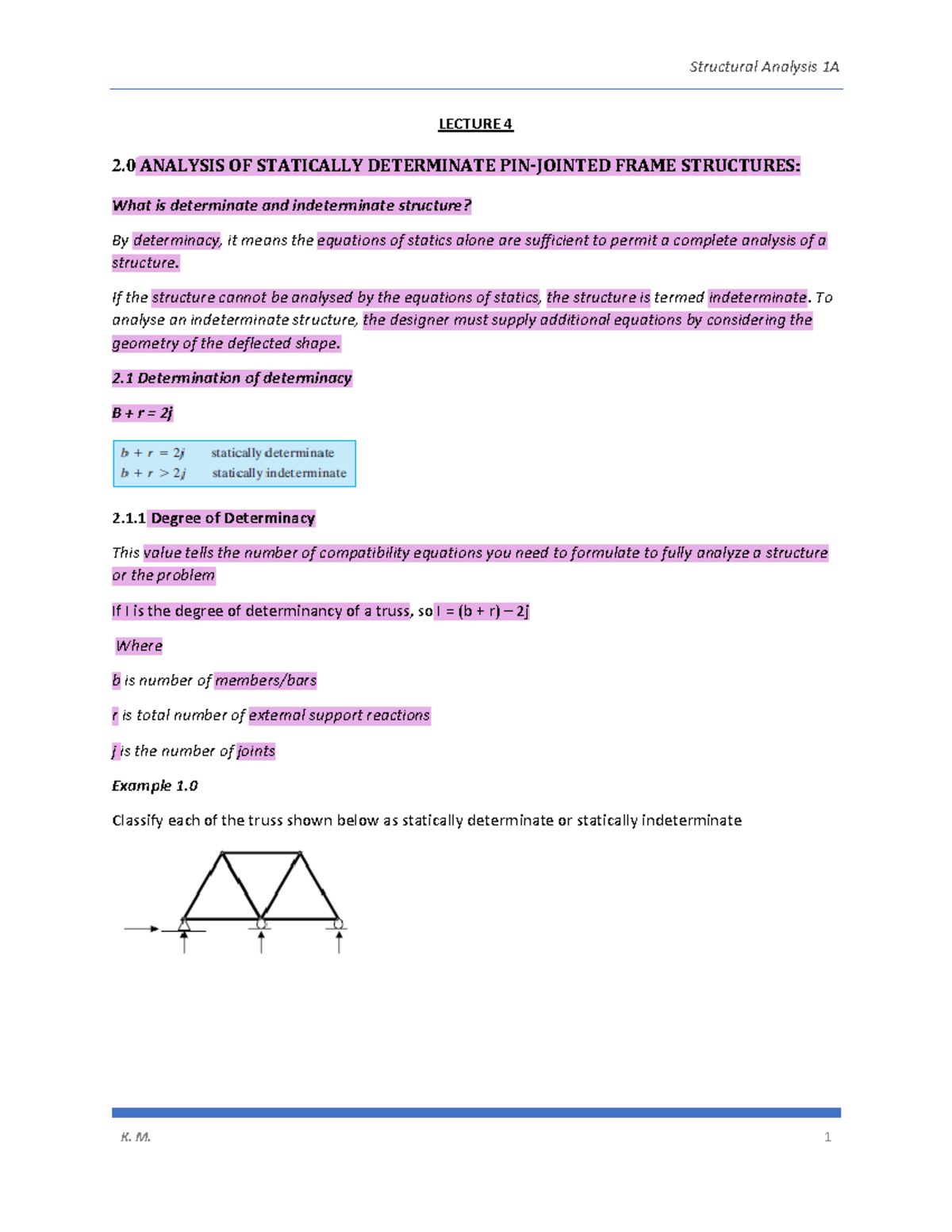 Structural Analysis 1A: Lecture 4 - Statically Determinate Truss ...