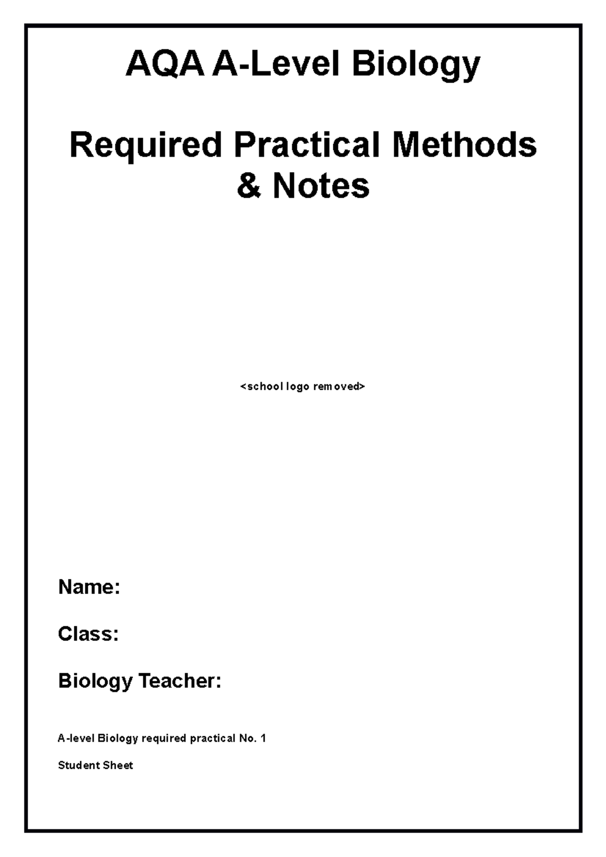 AQA A-Level Biology Required Practical Methods and Notes - Studocu