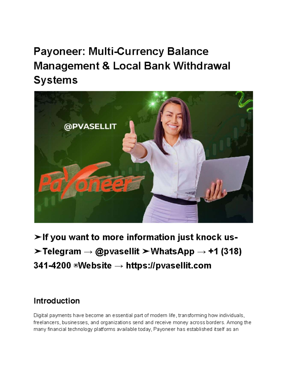Payoneer Multi-Currency Balance Management & Withdrawal Systems Guide ...