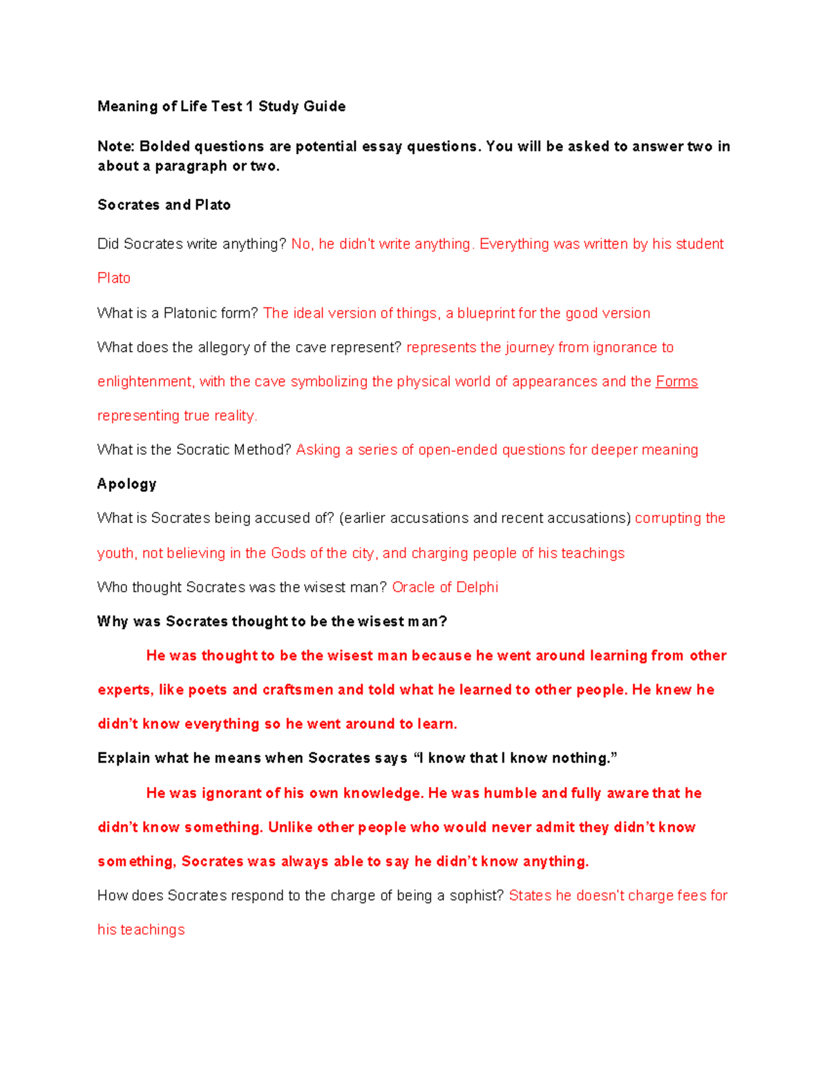 Meaning of Life PHIL 101 Test 1 Study Guide: Key Concepts & Theories ...
