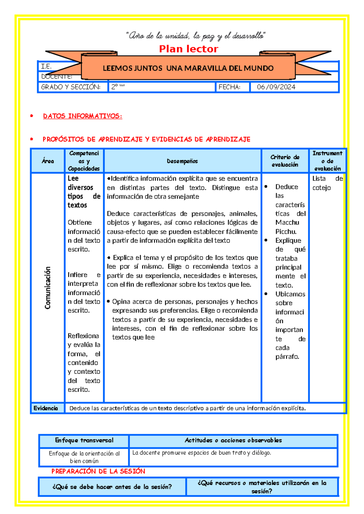 Plan Lector: Sesión sobre las Maravillas del Mundo - 2° Grado (20321 ...