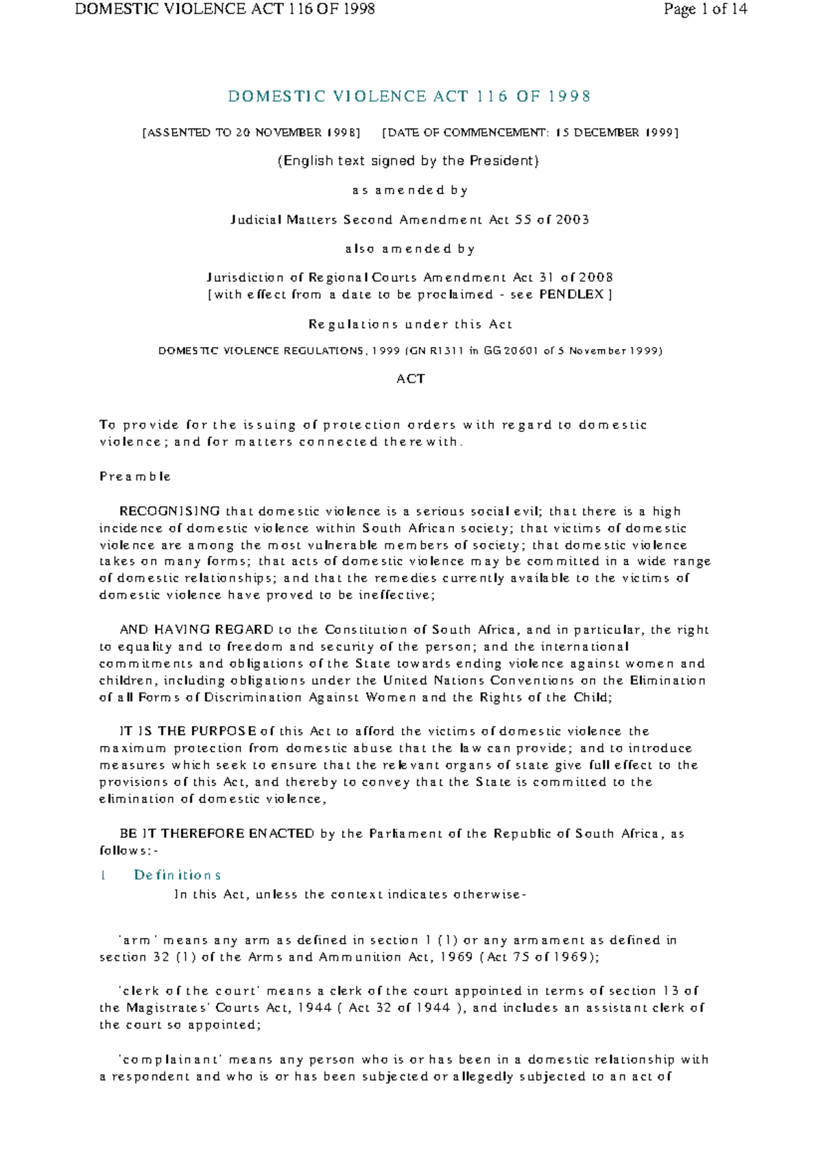 Domestic Violence Act 116 of 1998: Comprehensive Overview and ...