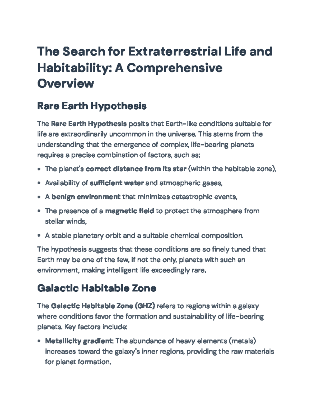 The Search for Extraterrestrial Life and Habitability: A Detailed Study ...