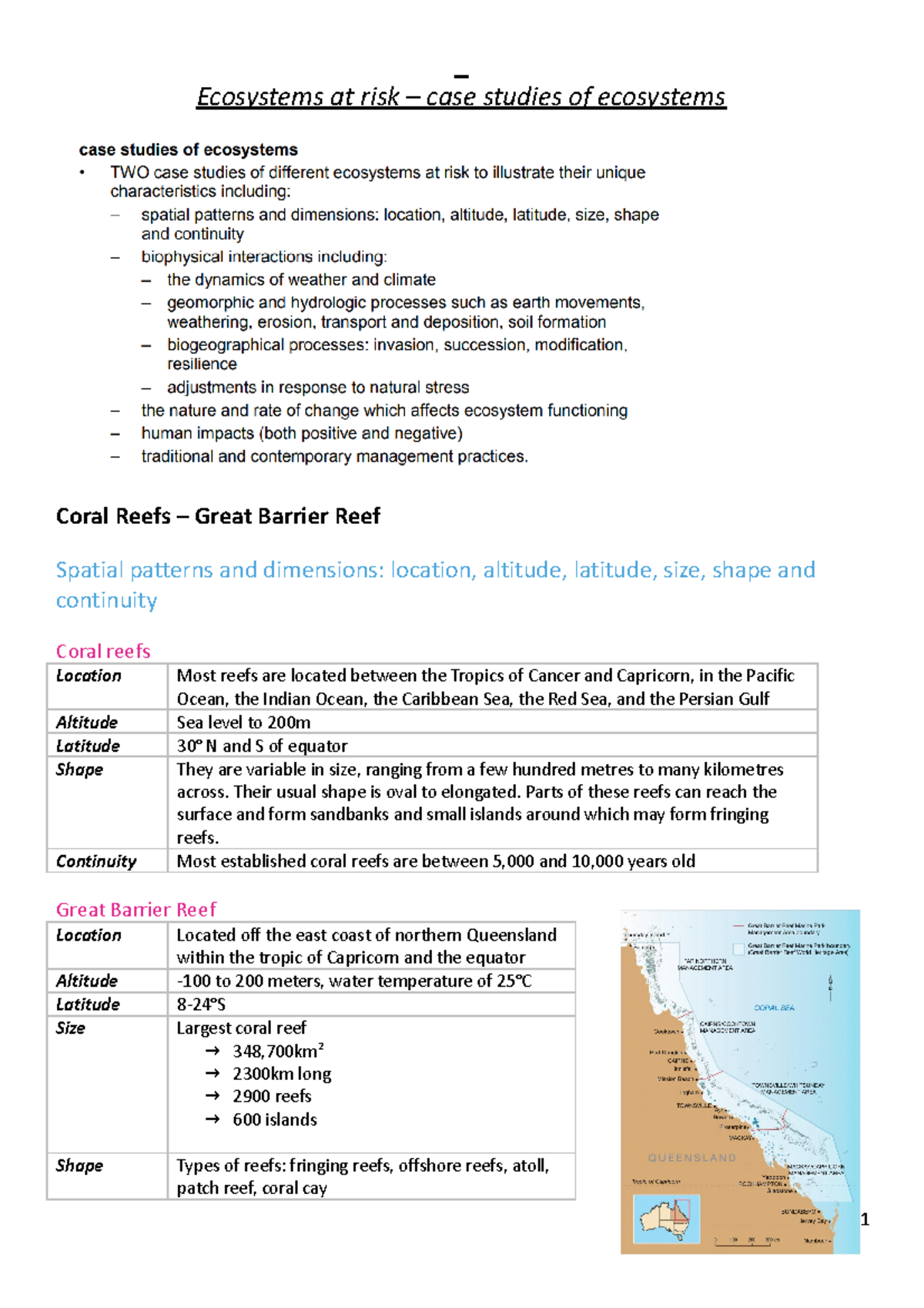 Ecosystems Case Study: The Dynamics of the Great Barrier Reef - Studocu