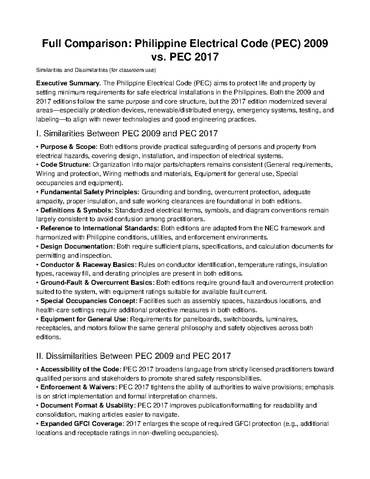 PEC 2009 vs. PEC 2017: A Comprehensive Comparison for Classroom Use ...