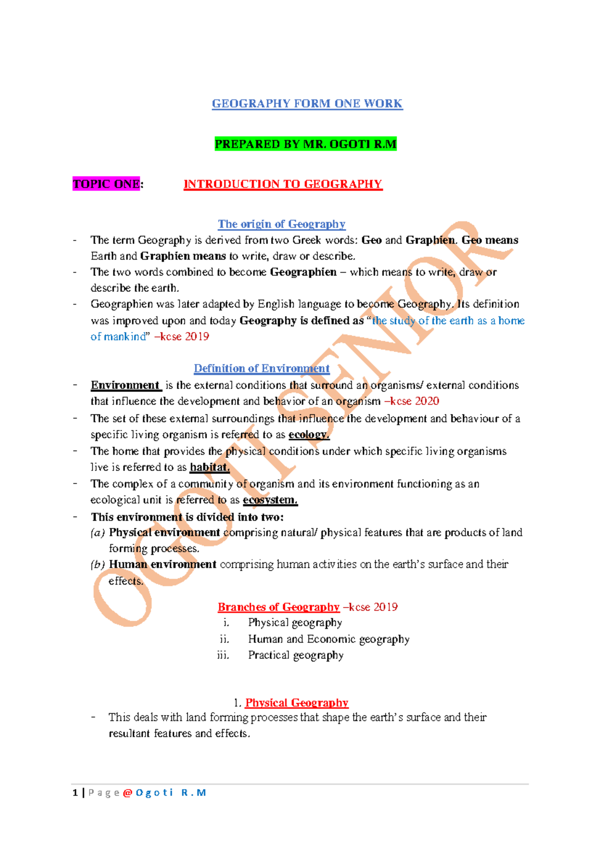 GEOG 740516052: Intro to Geography - Concepts & Definitions - Studocu
