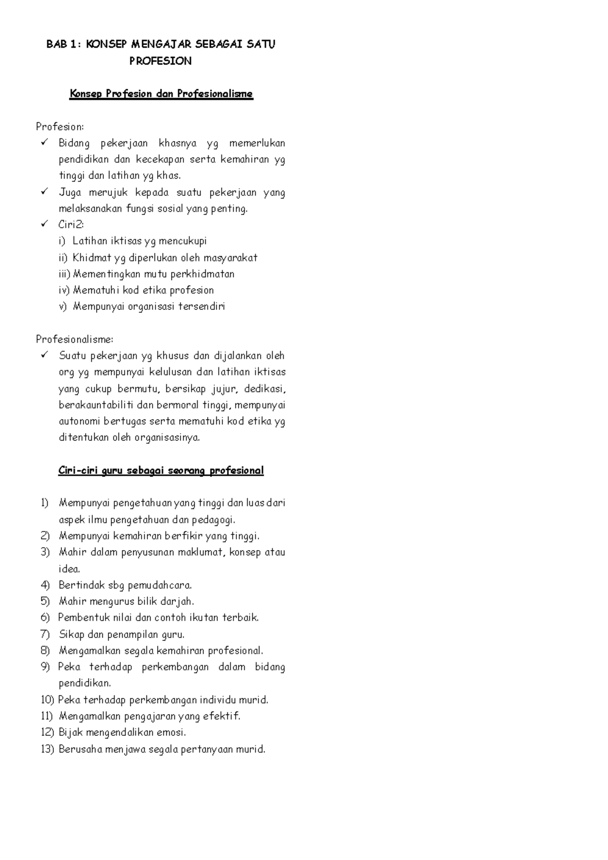 Nota Ringkas EduP3083: Konsep & Perkembangan Profesionalisme Guru - Studocu