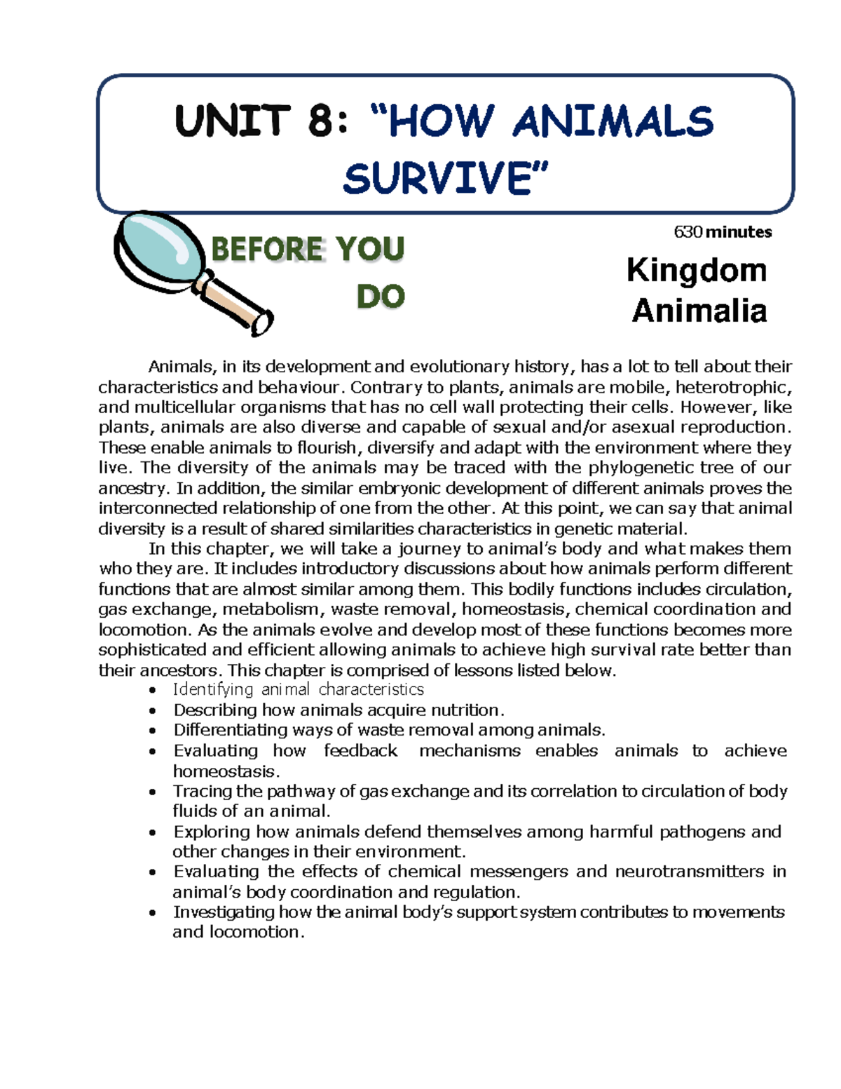 Anatomy and Physiology: Chapter on Animal Survival and Functions - Studocu