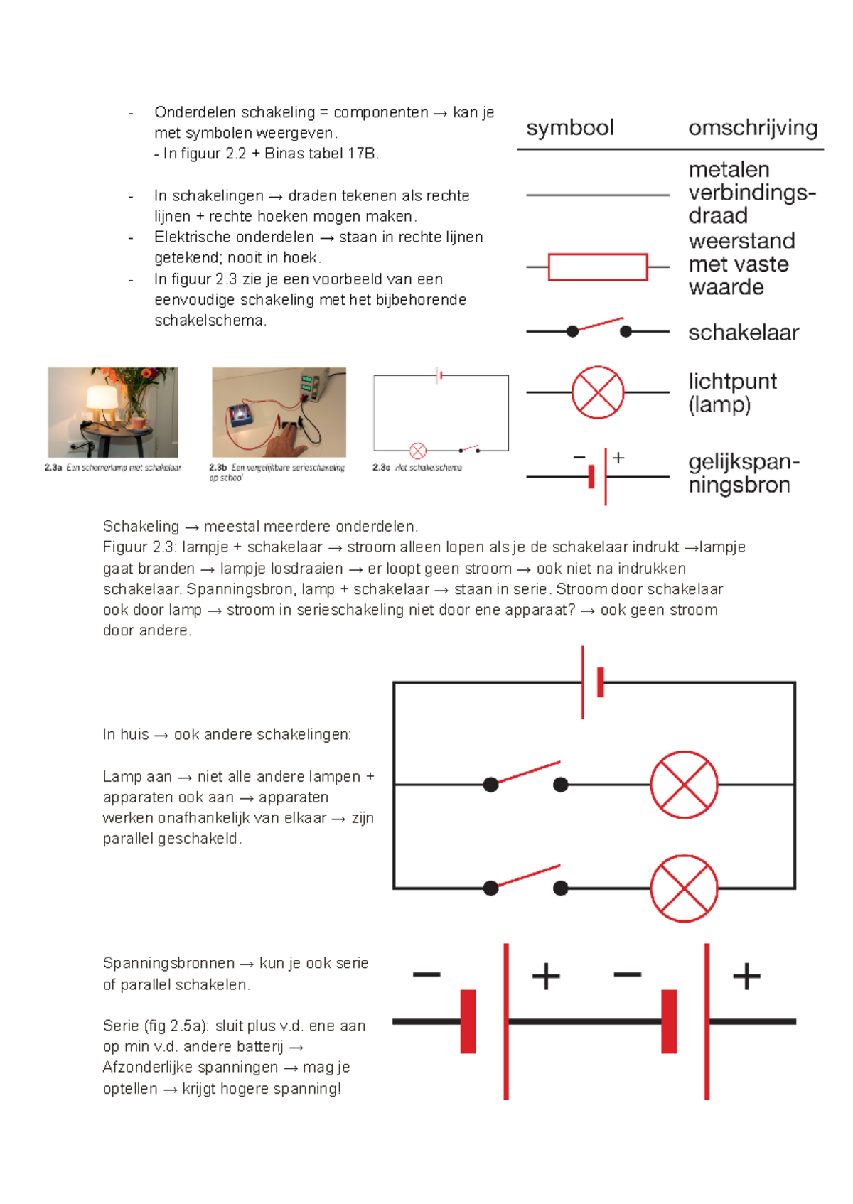 Natuurkunde samenvatting par 2.1: Schakelingen en Componenten - Studeersnel