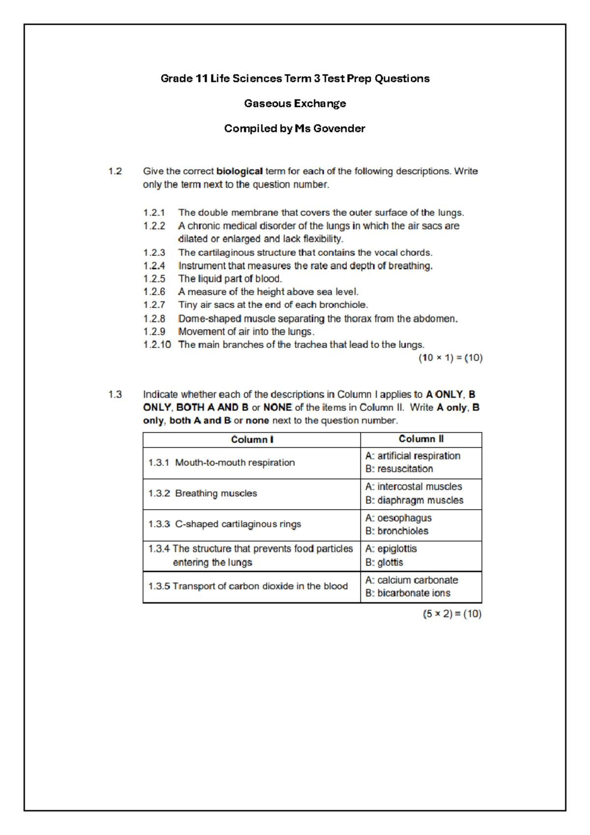 Grade 11 LIFE Sciences Notes - GRADE 11 - LIFE SCIENCES SECTION A ...