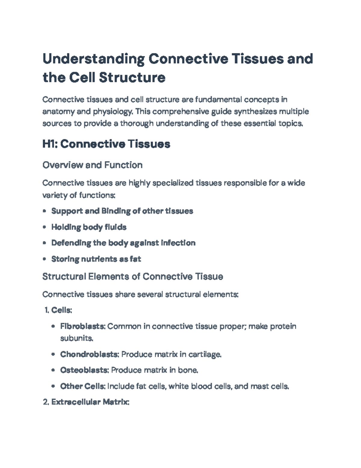 Understanding Connective Tissues and Cellular Structures in Anatomy ...