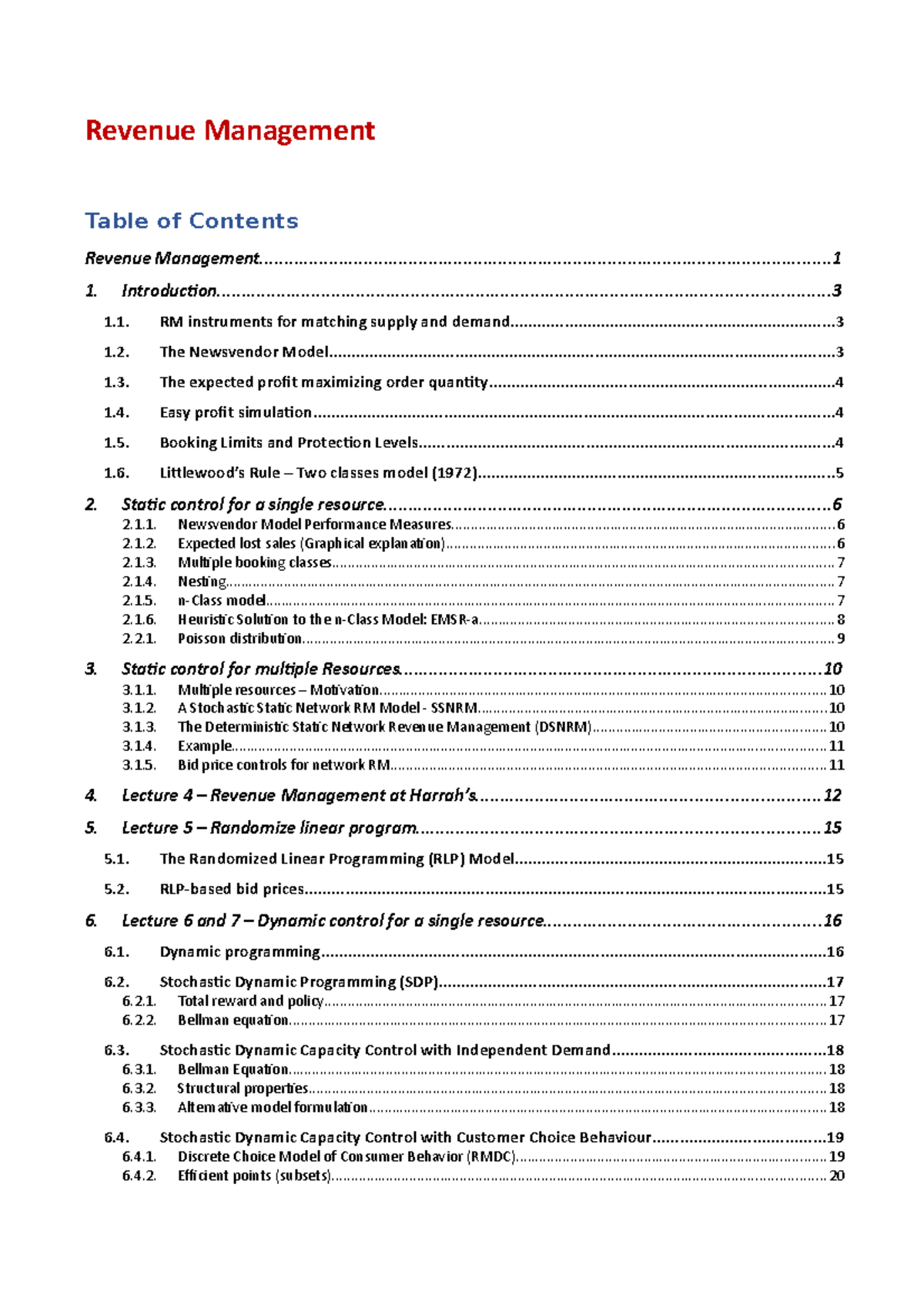 Comprehensive Revenue Management Study Guide - RM 101 - Studocu
