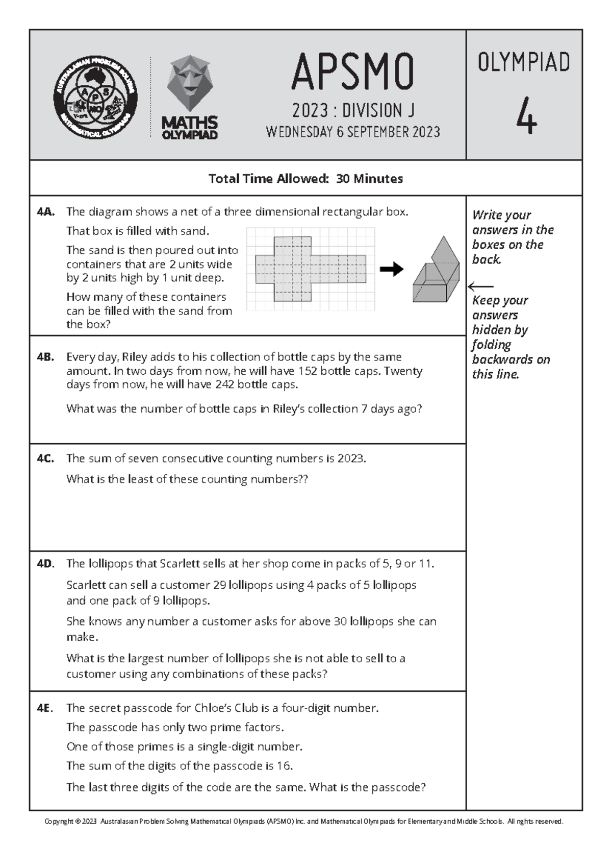 APSMO 2023 J4 Math Problems and Solutions - Studocu