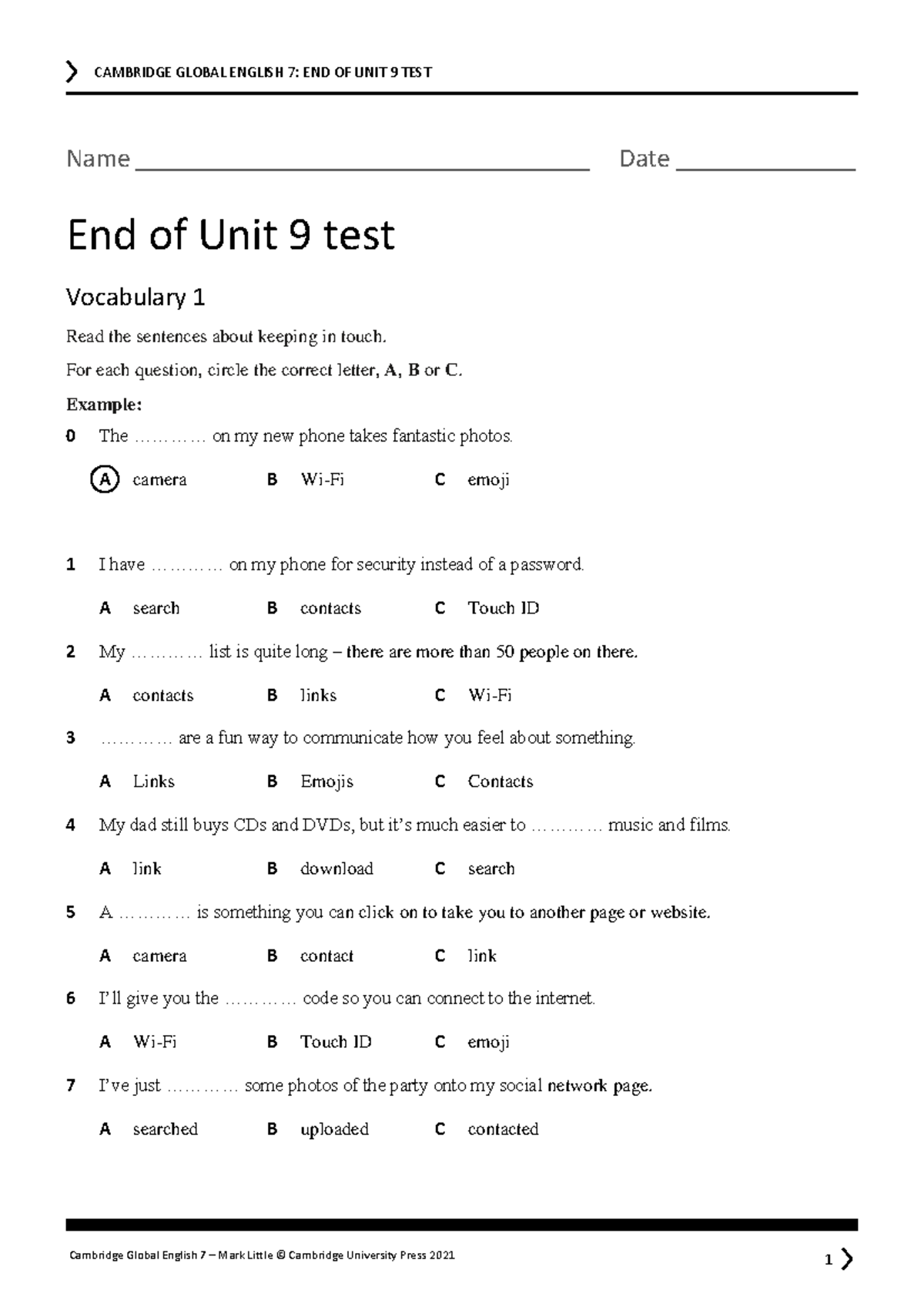 GE 7 Eo U9 Test - End of Unit 9 Assessment & Vocabulary Review - Studocu