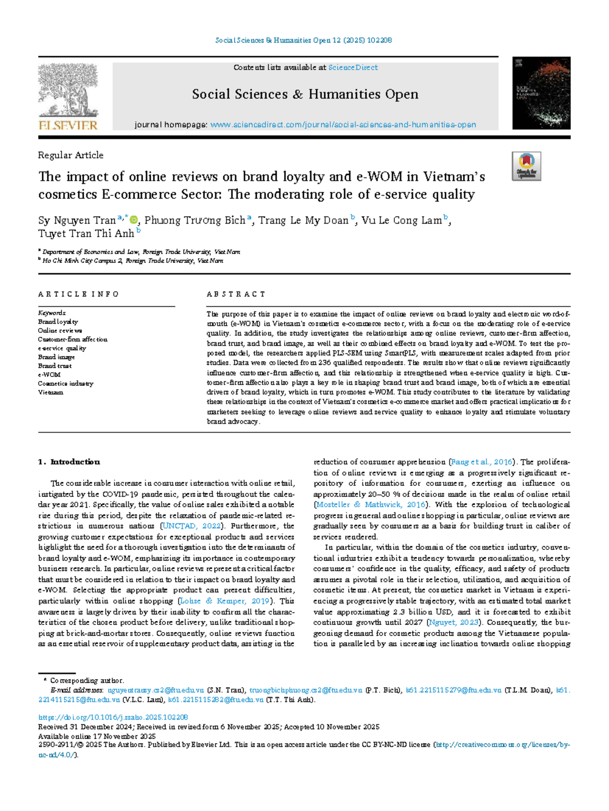 The Impact of Online Reviews on Brand Loyalty in Cosmetics Sector: A ...