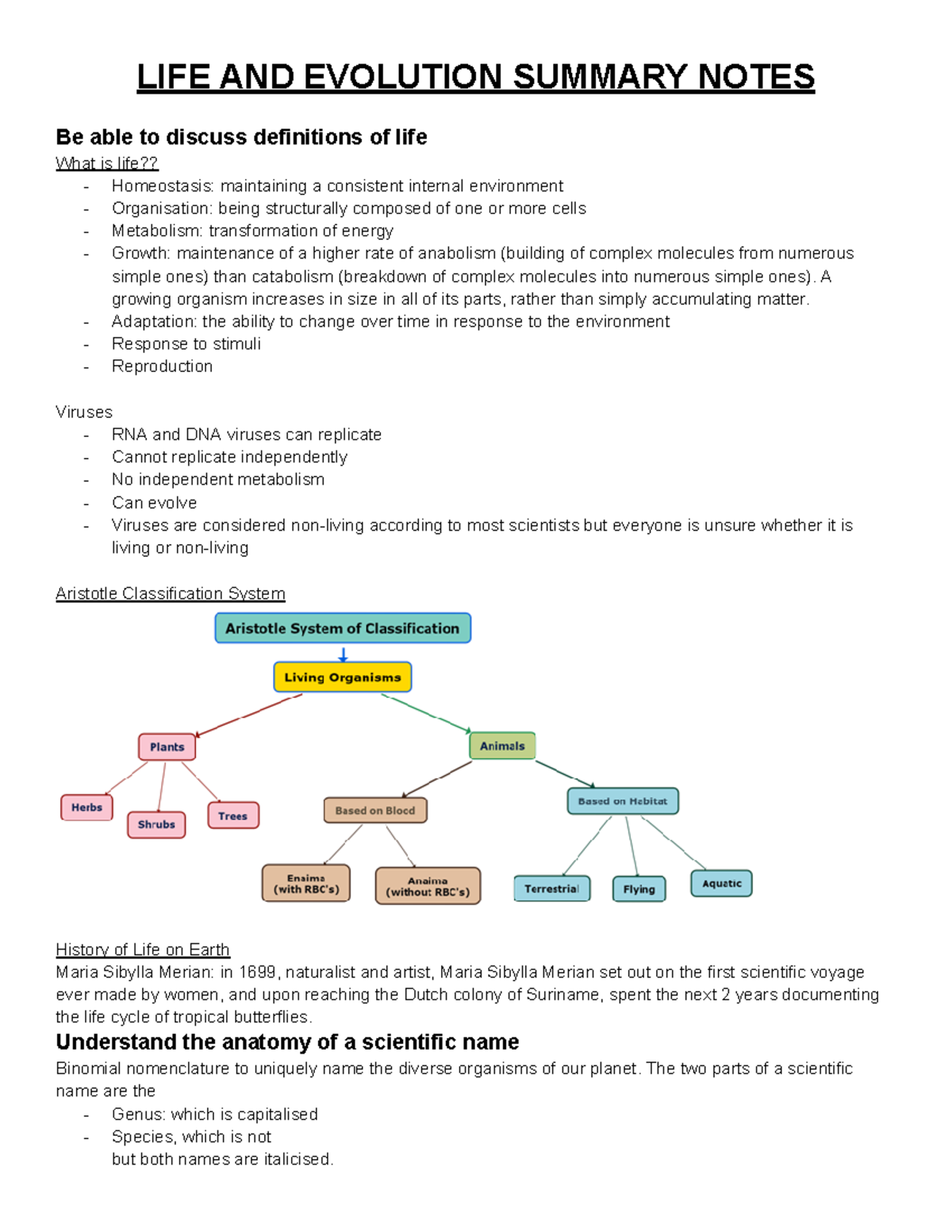 LIFE & EVOLUTION (BIO101) Summary Notes and Key Concepts - Studocu