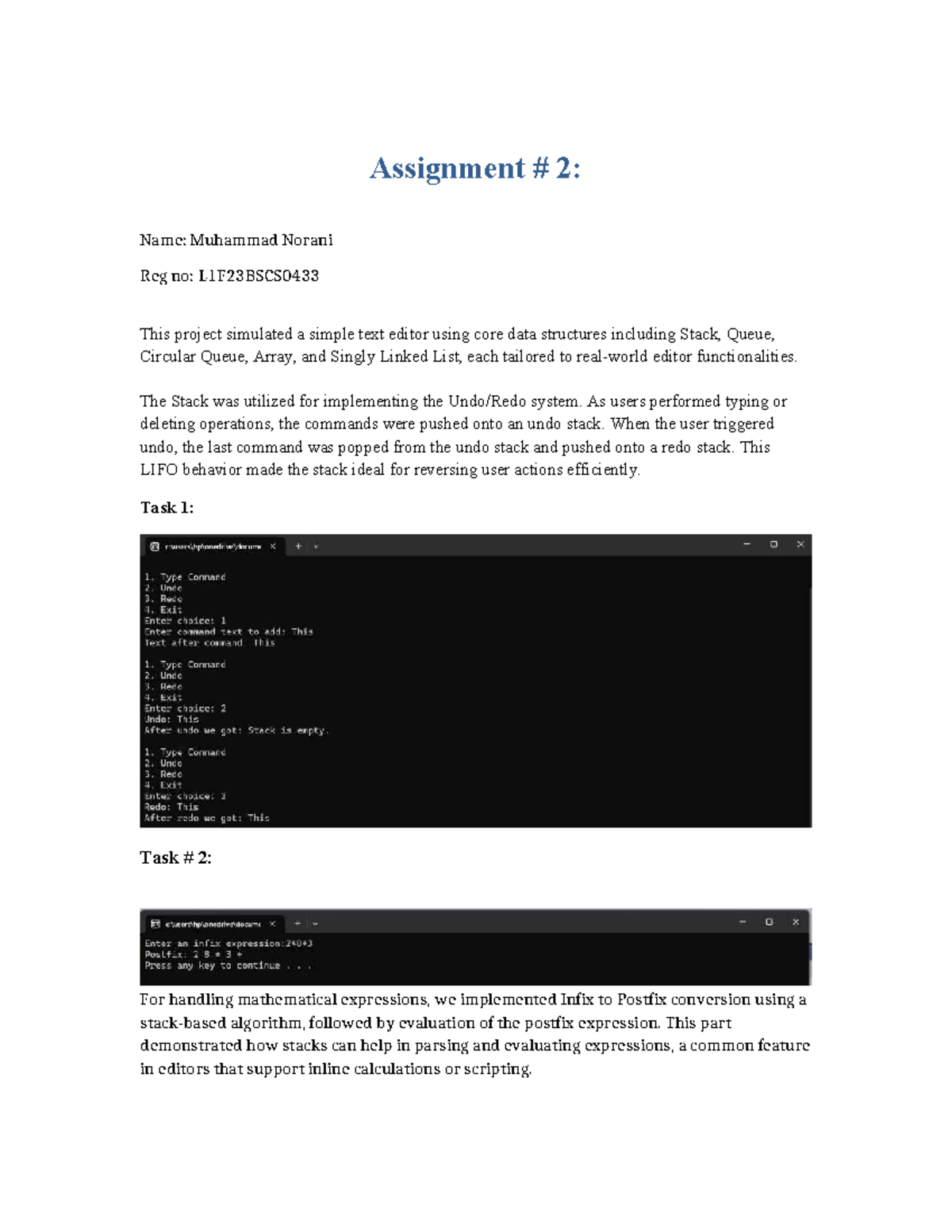 DSA Assignment 2: Text Editor Simulation Using Data Structures - Studocu