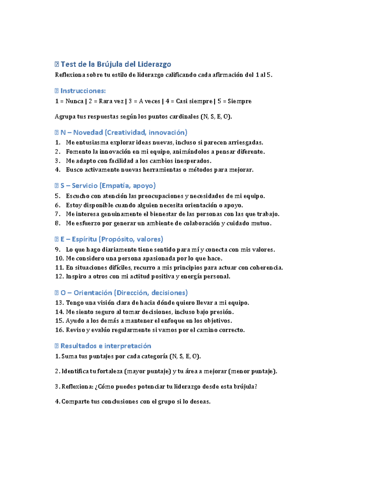 Brújula del Liderazgo: Reflexiones y Evaluación Personal - Studocu