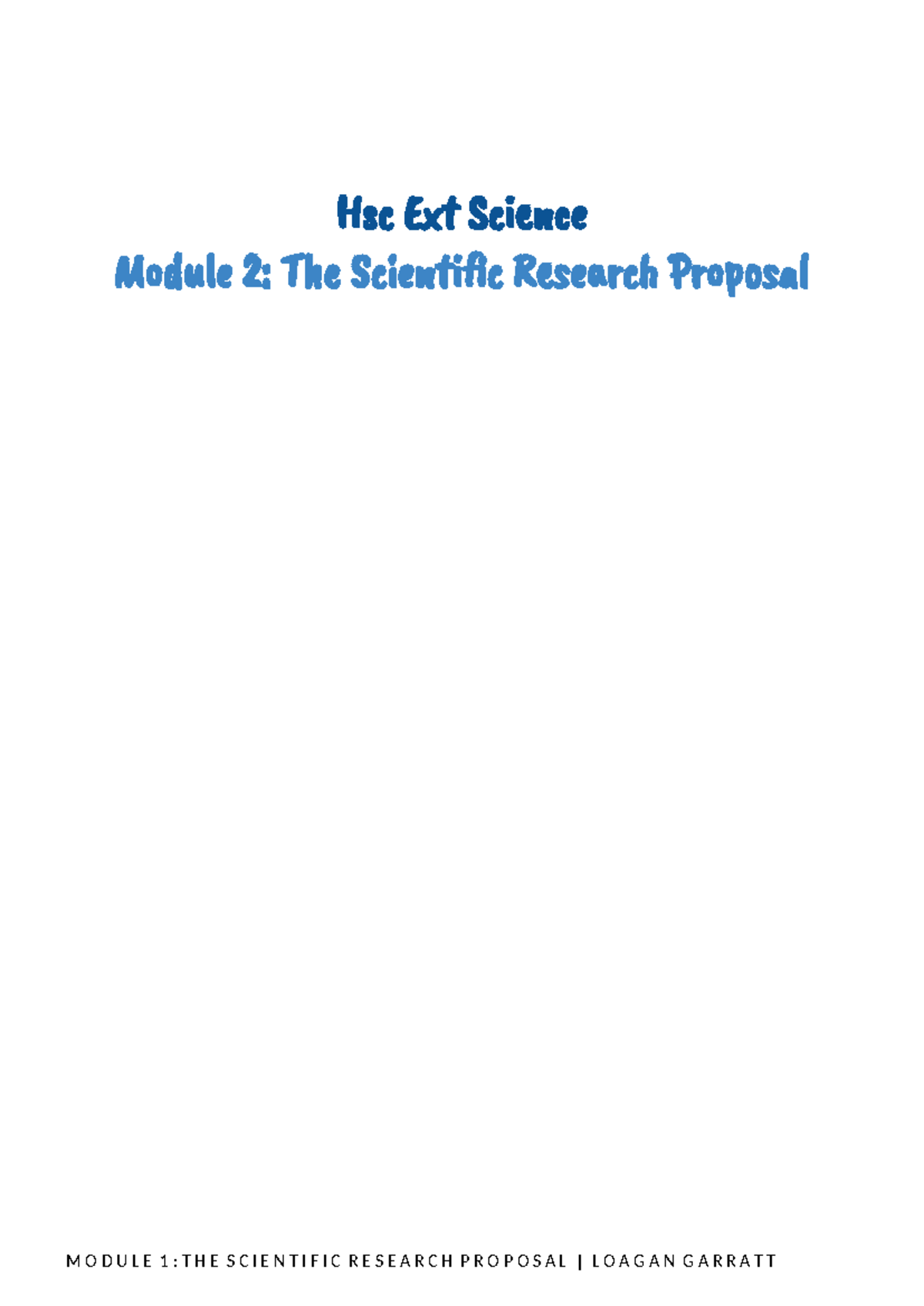 HSC Ext Science Module 2: Scientific Research Proposal Insights - Studocu