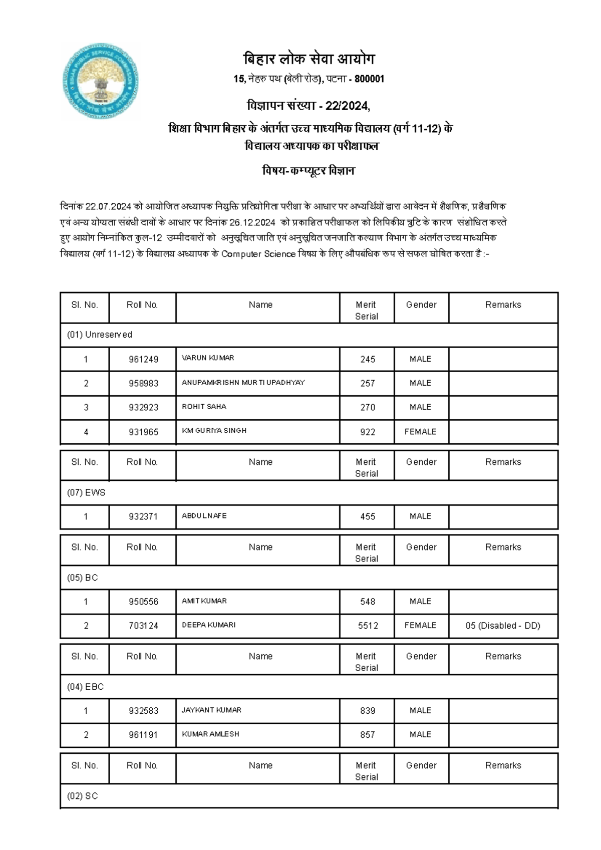 NB 2024 12 27 01 - heisj hehd - बबहहर ललक ससवह आयलग बवजहपन ससखयह - 22/ ...