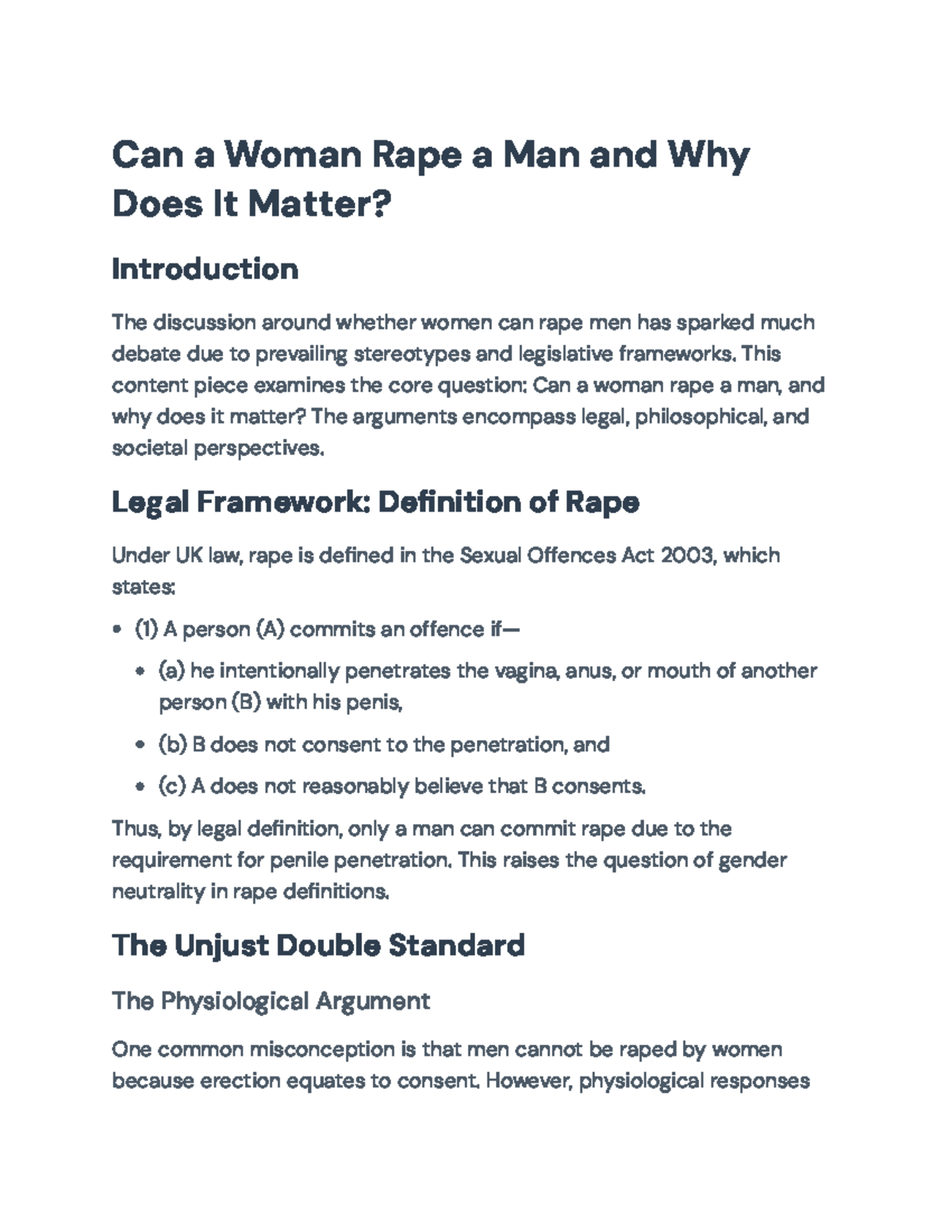 Can a Woman Rape a Man? Examining Gender & Legal Perspectives - Studocu