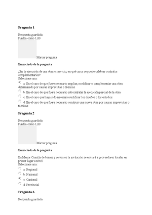 Examen 1 - sercop - Pregunta 1 Respuesta guardada Puntúa como 1, Marcar pregunta Enunciado de la ...