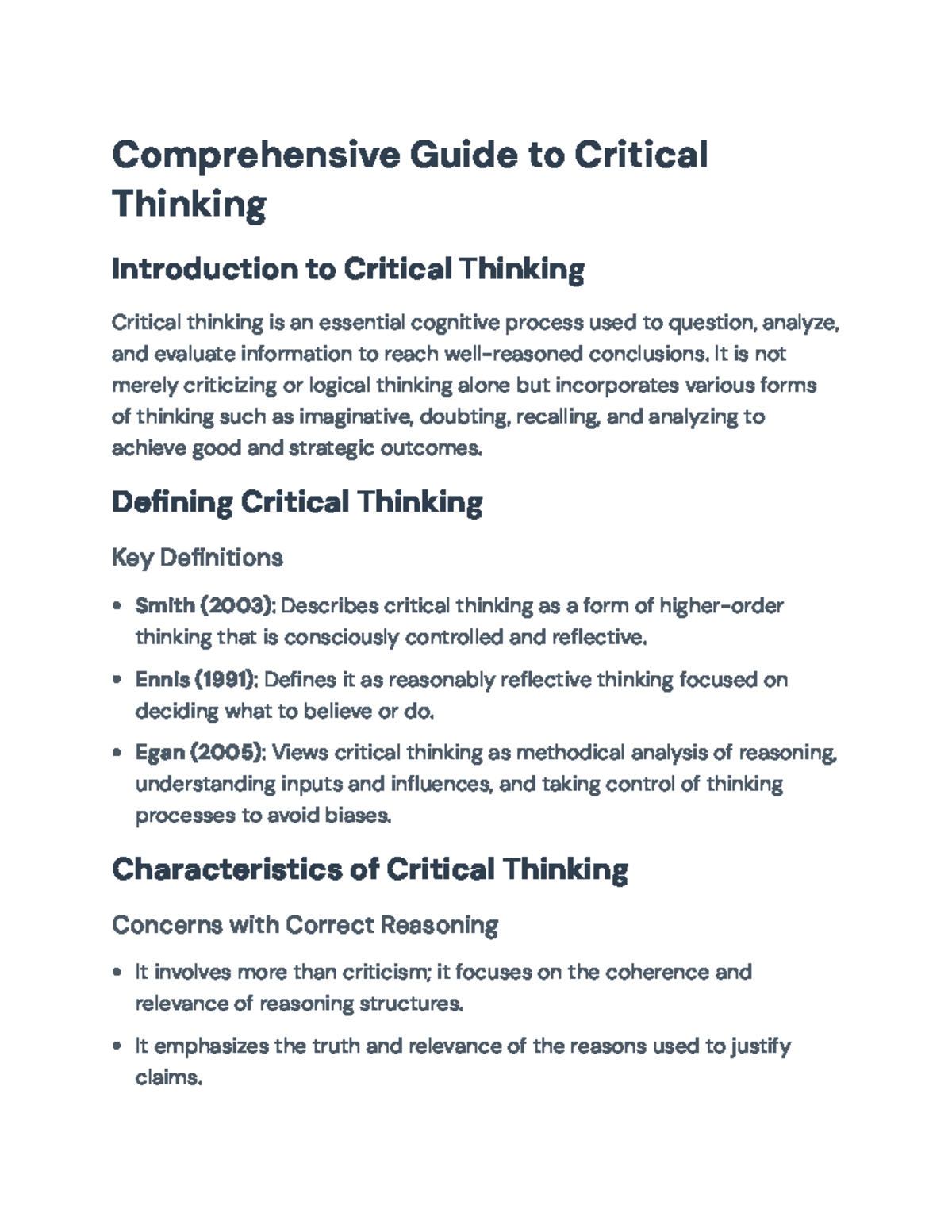 Comprehensive Guide to Critical Thinking (Course Code: CTH101 ...