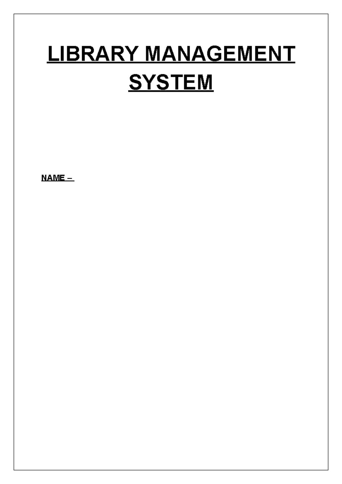 Library Management System Project File (LMS) - Documentation & Design ...