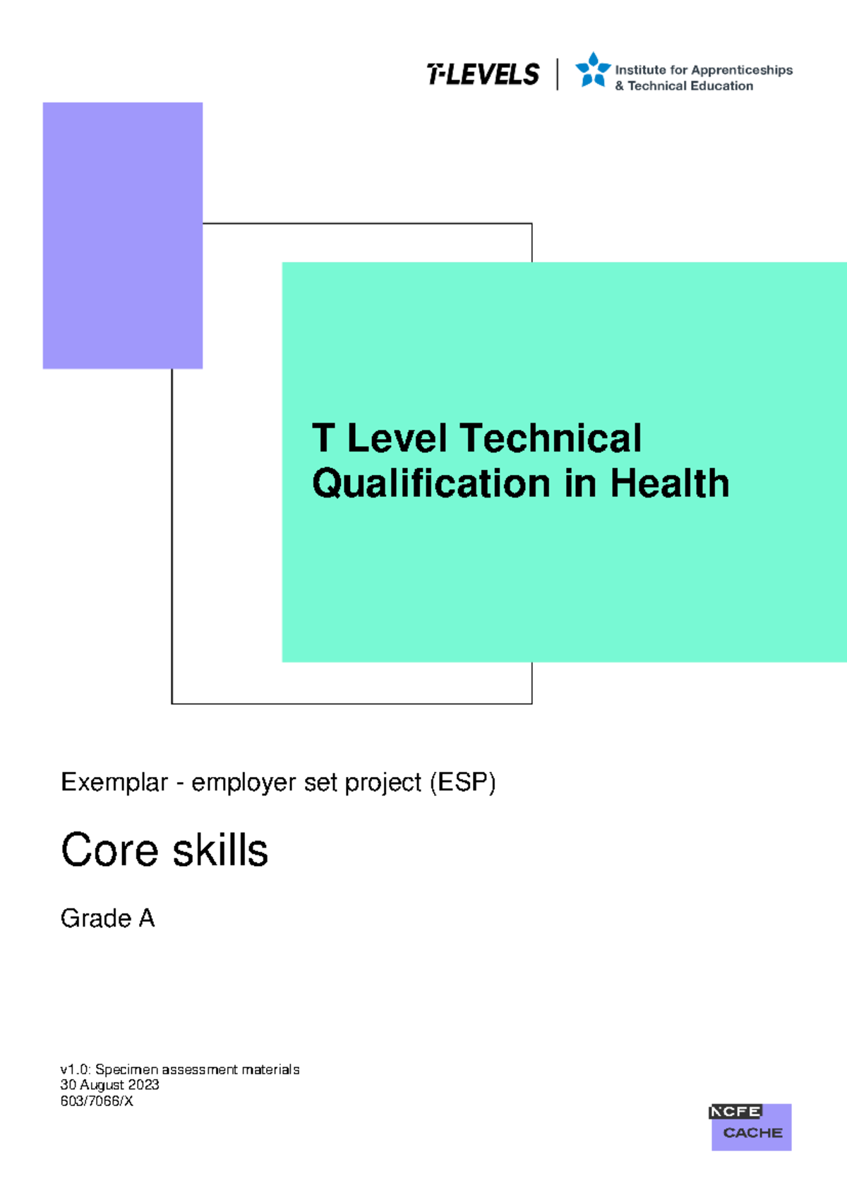 T Level Technical Qualification in Health: Grade A Exemplar ESP Project ...