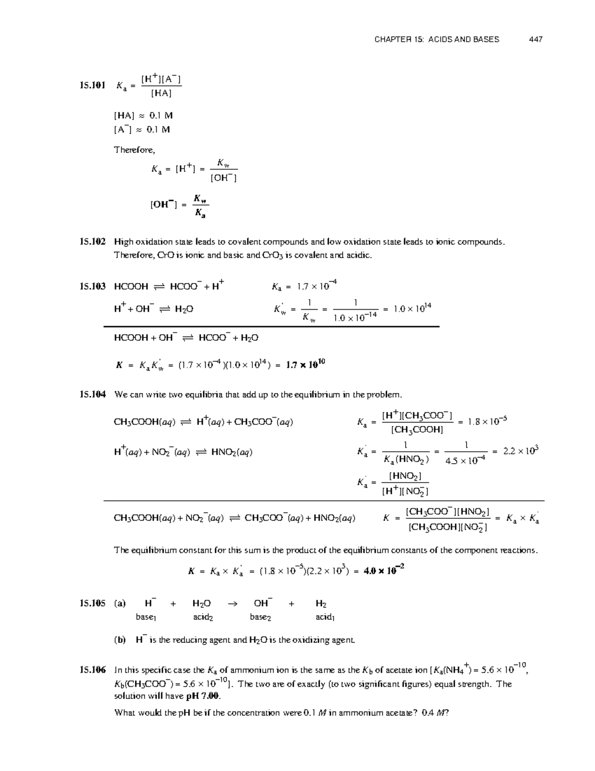 CHAPTER 15: ACIDS AND BASES - CHEM 15.101 Solutions Manual - Studocu