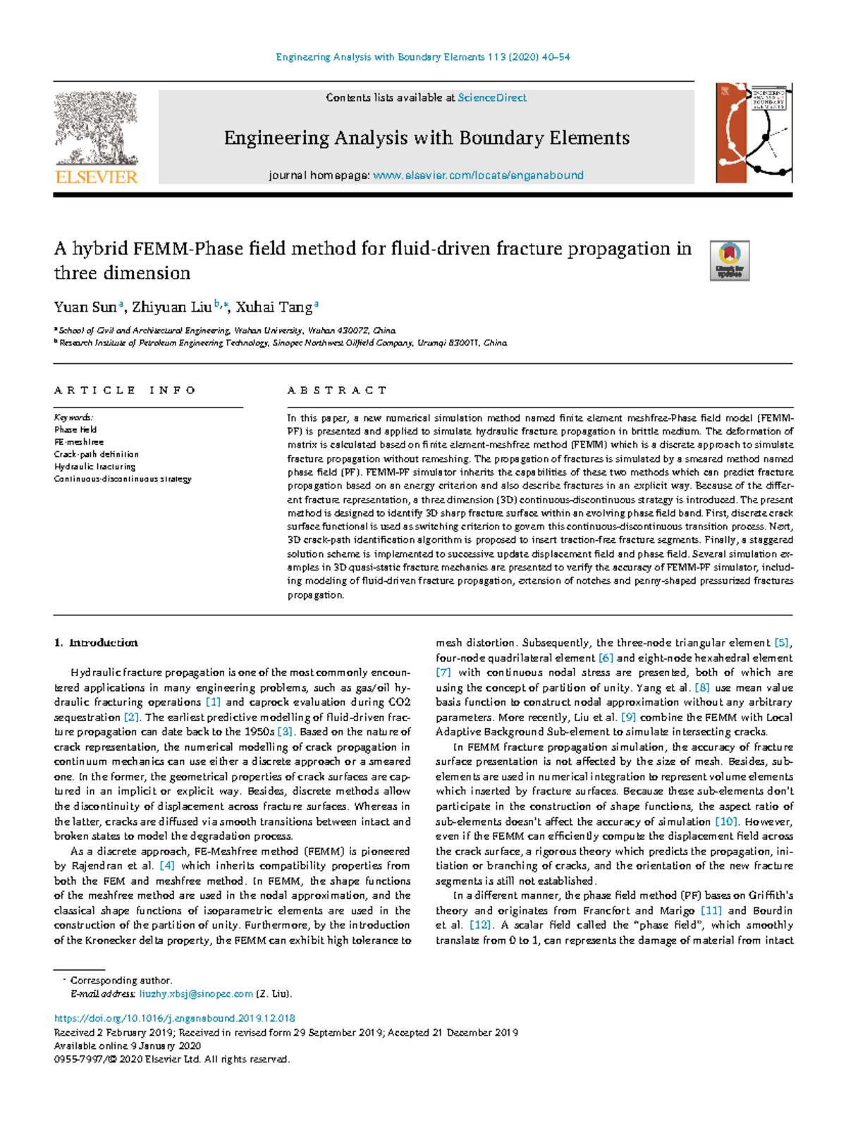 (FEMM-PF - 2019 ) A hybrid FEMM-Phase field method for fluid-driven ...