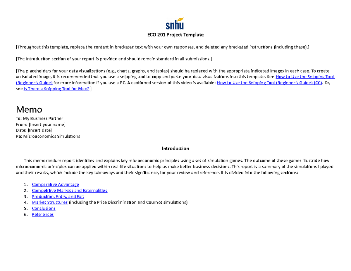 ECO 201 Project Template - ECO 201 Project Template [Throughout this ...