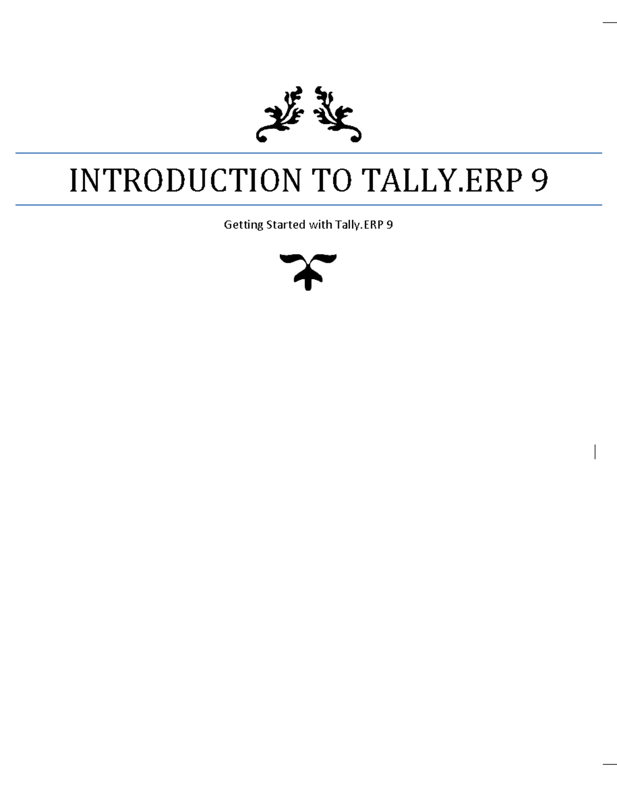 Getting started with Tally.ERP 9 - Learning Tally 9 1 Introduction to ...