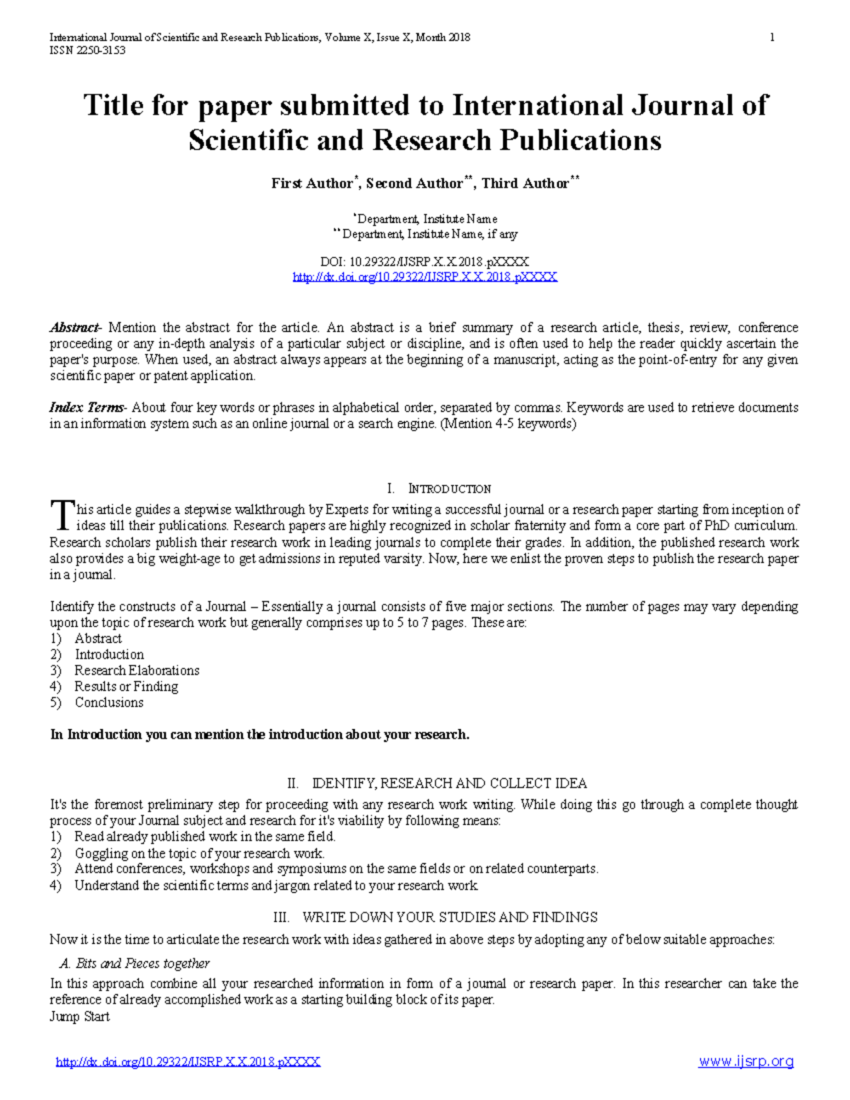 Research Paper Formatting Guide - IJSRP Submission Format - Studocu