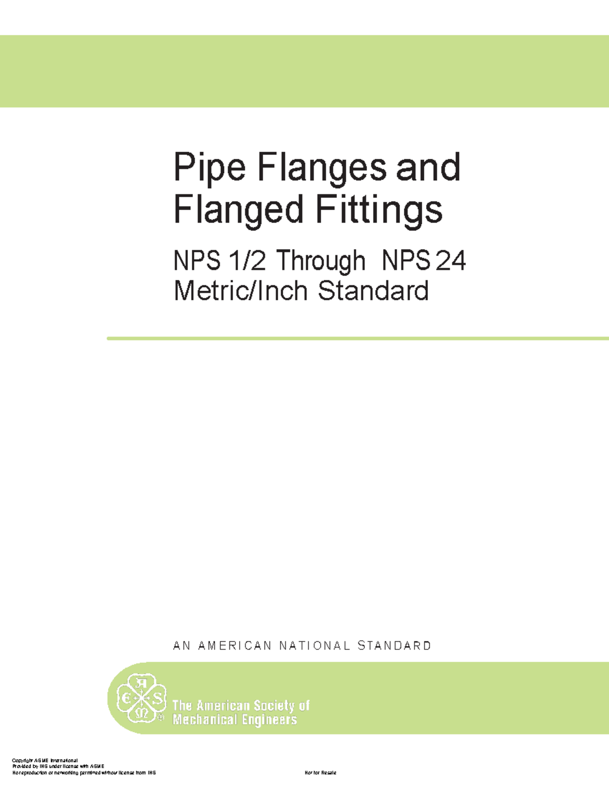 ASME B16: Pipe Flanges & Fittings NPS 24 Standard Overview - Studocu