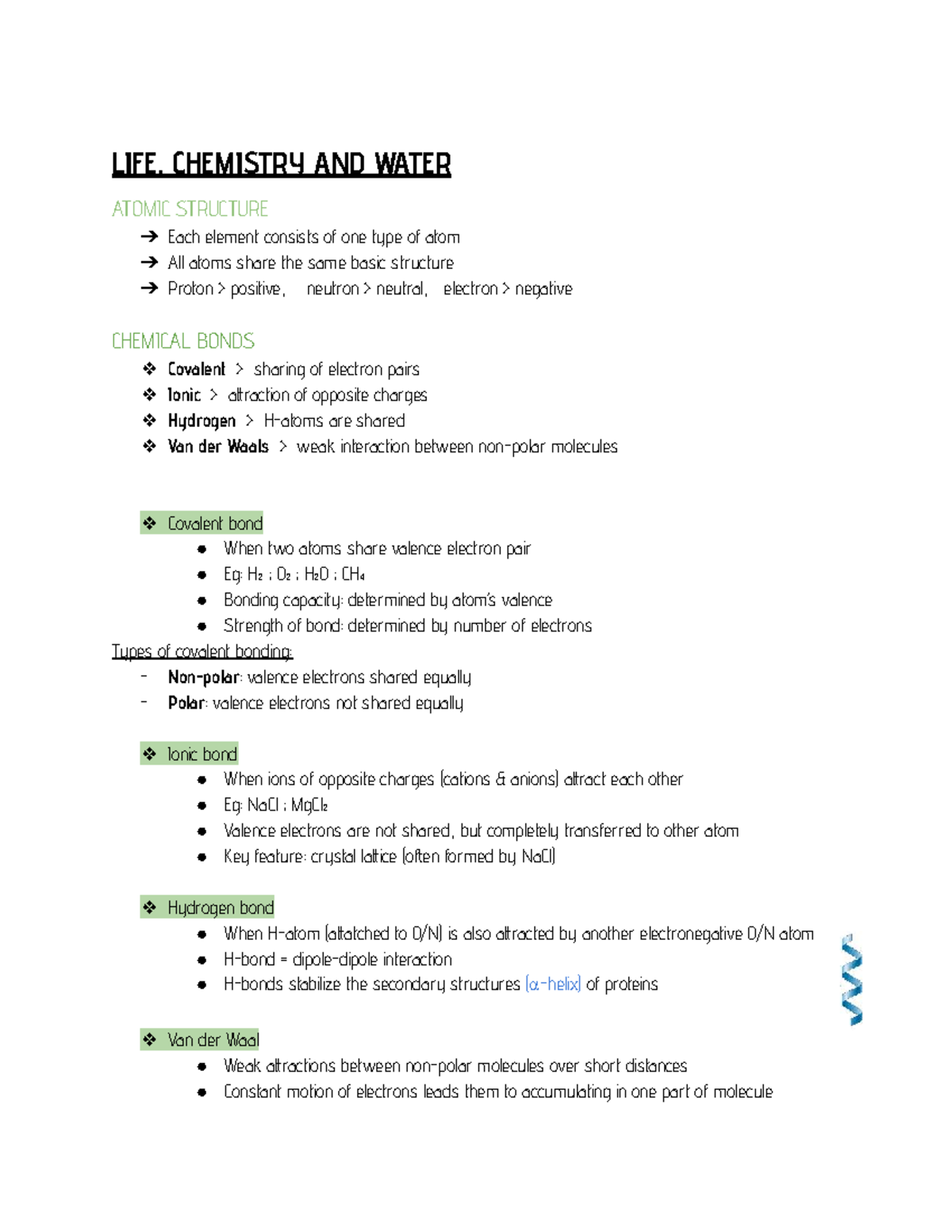 Biochemistry - BIO 124: Water, Atomic Structure, and Biological ...