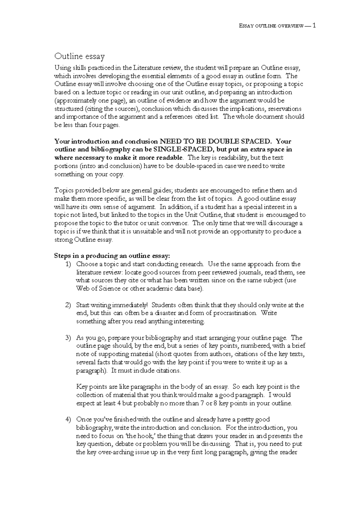 ENG 101: Outline Essay Preparation and Guidelines - Studocu