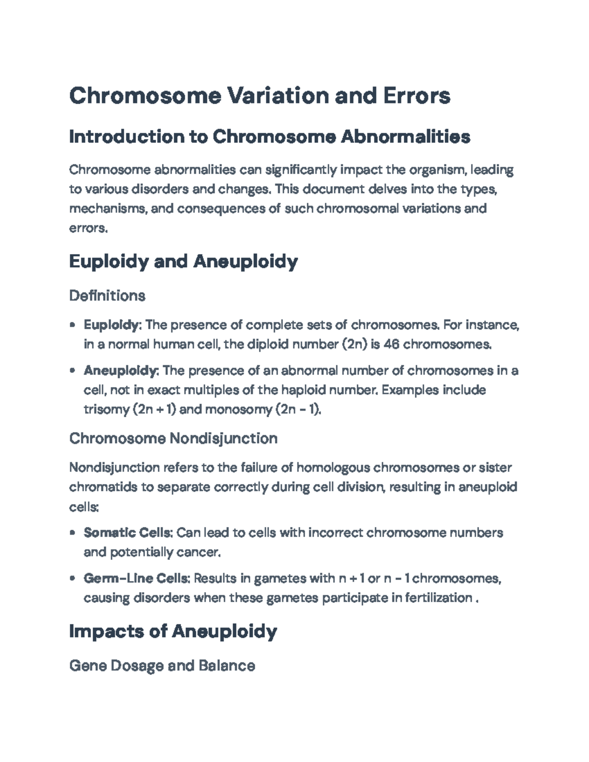 Chromosome Variation and Errors: Types, Mechanisms, and Impacts ...