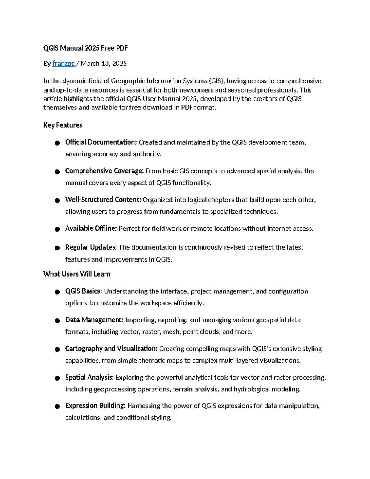 QGIS Manual 2025 Free PDF - This article highlights the official QGIS User Manual 2025 ...