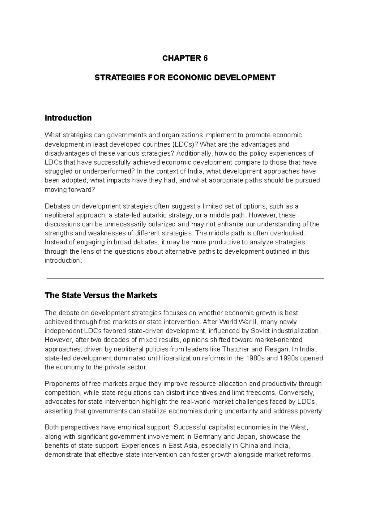 Assignment Chapter 6 ( Strategies FOR Economic Development) - CHAPTER 6 ...
