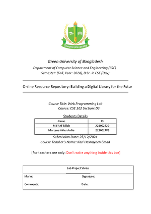 DLD lab - 1. TITLE OF THE LAB REPORT EXPERIMENT Implementing All ...