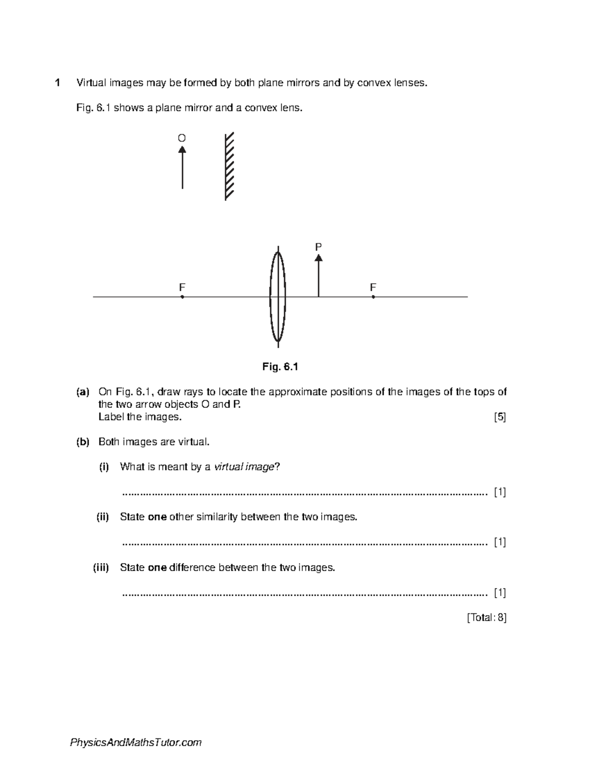 Light and Virtual Images: Physics 8 QP Study Notes - Studocu