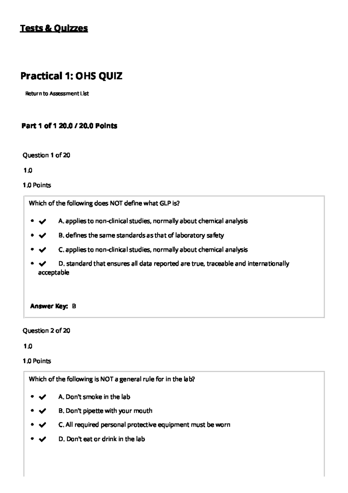 BCHN213-2026 OHS Quiz: Practical Safety Guidelines and Procedures - Studocu