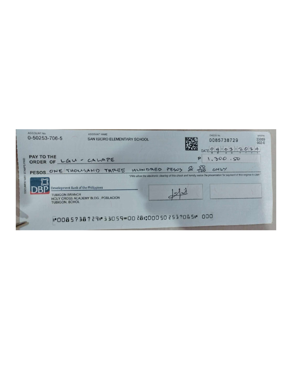 Educational Document: Check Payment Sample and Account Info - Studocu