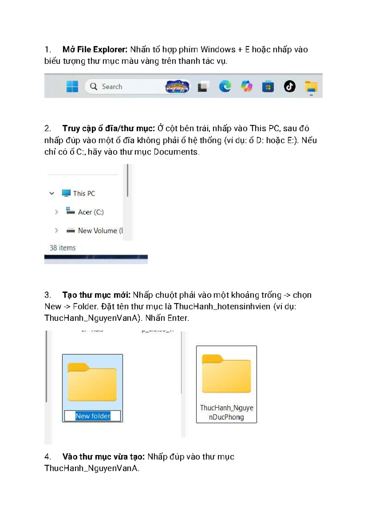 Hướng Dẫn Sử Dụng File Explorer - Bài Tập CNS 1 - Studocu